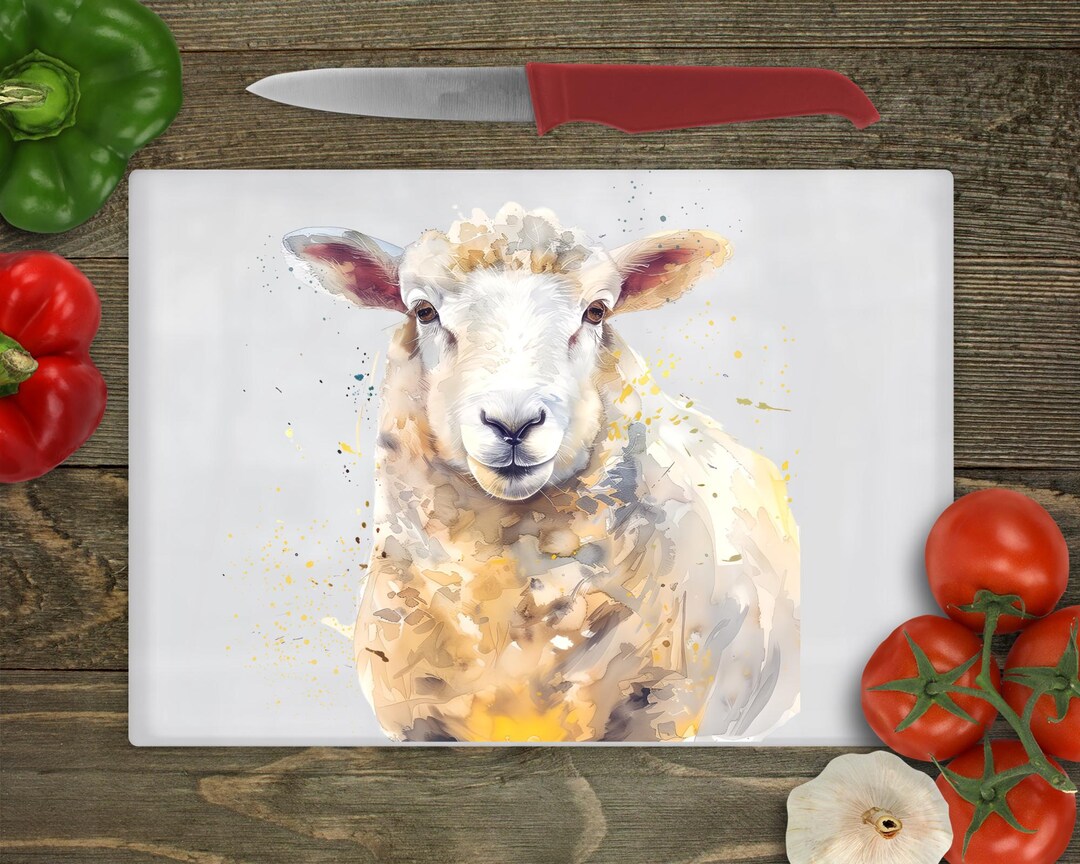 Chopping Board, Watercolour Sheep Glass Chopping Board 11 Designs to ...