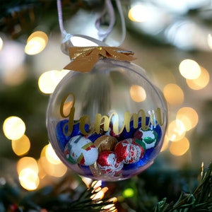 Large Personalised Fillable Bauble. Christmas Chocolates, Bauble Gold ...