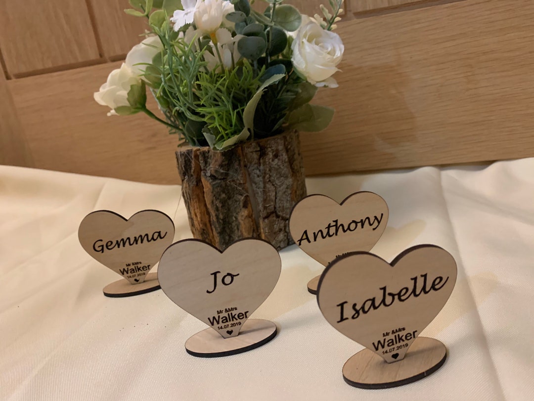 Personalised Wooden Standing Wedding Place Settings. Table Names ...