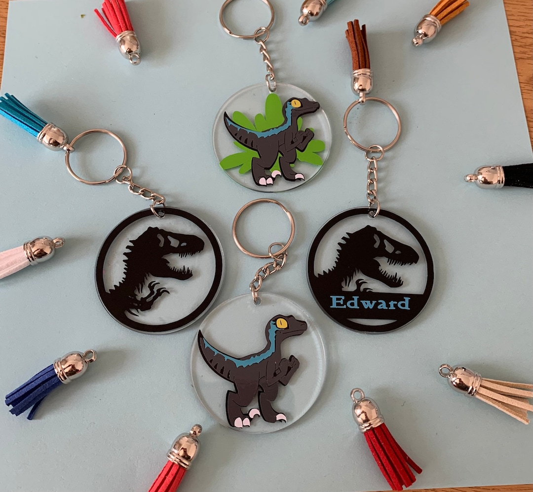 T-rex Blue Dinosaur Keyring/ Personalised Dinosaur Keyring, T-rex - Etsy