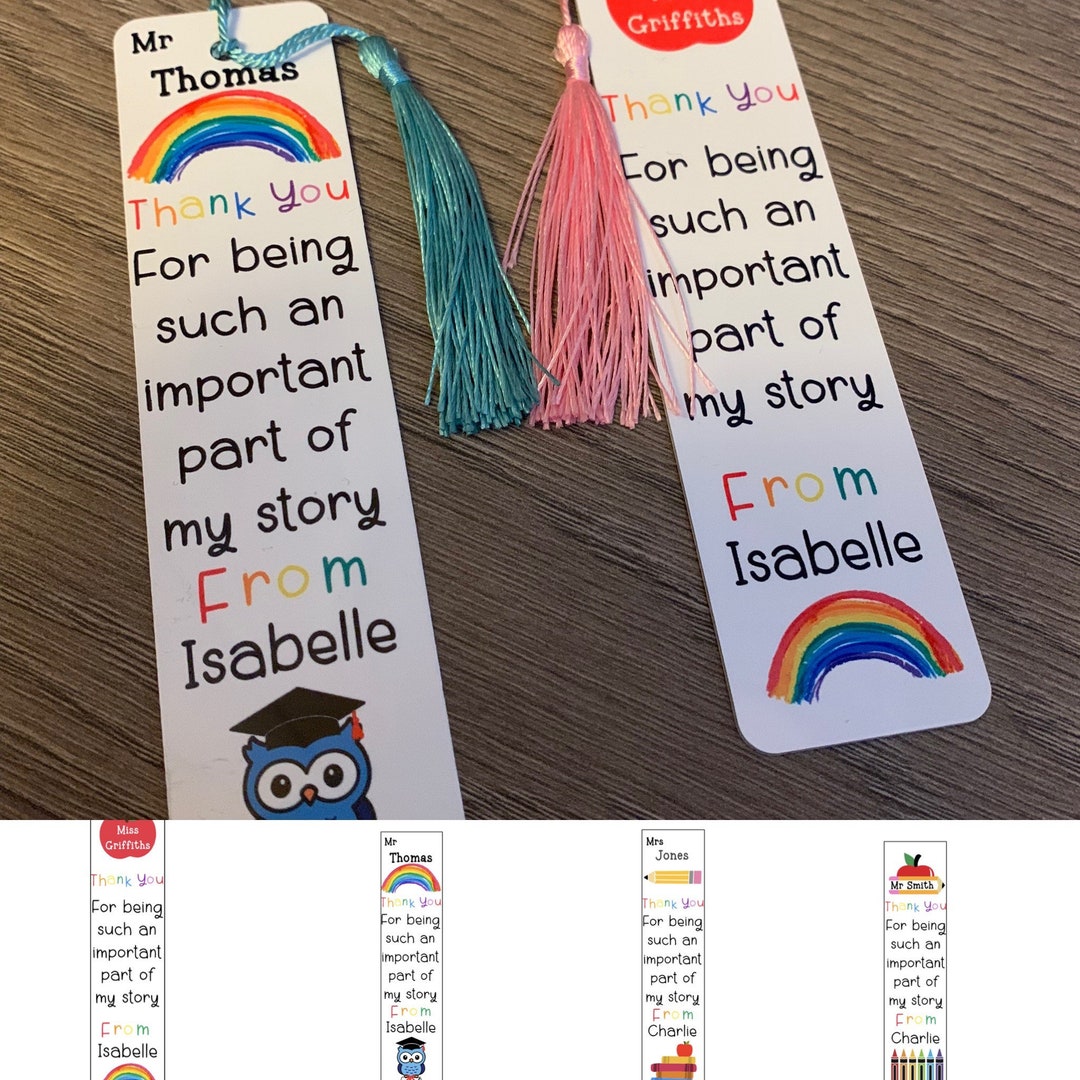 Personalised Teacher Bookmark. Teacher Gift, Thank You Teacher ...