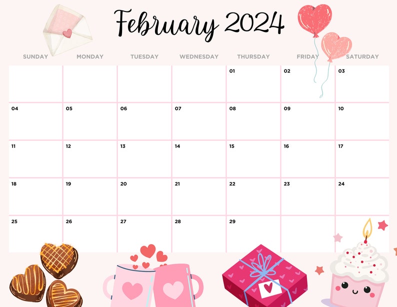 February 2024 Calendar Printable Digital Download PDF - Etsy Australia