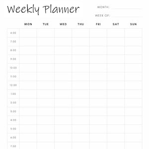 Editable Weekly Calendar Printable Digital Download PDF Vertical Simple ...