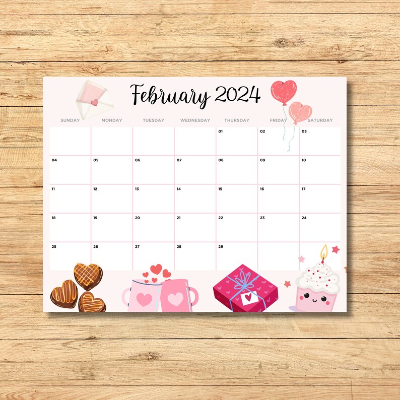 February 2024 Calendar Printable Digital Download PDF - Etsy Australia