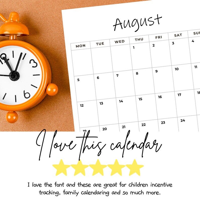 Editable August 2024 Calendar Printable Digital Download PDF Vertical ...