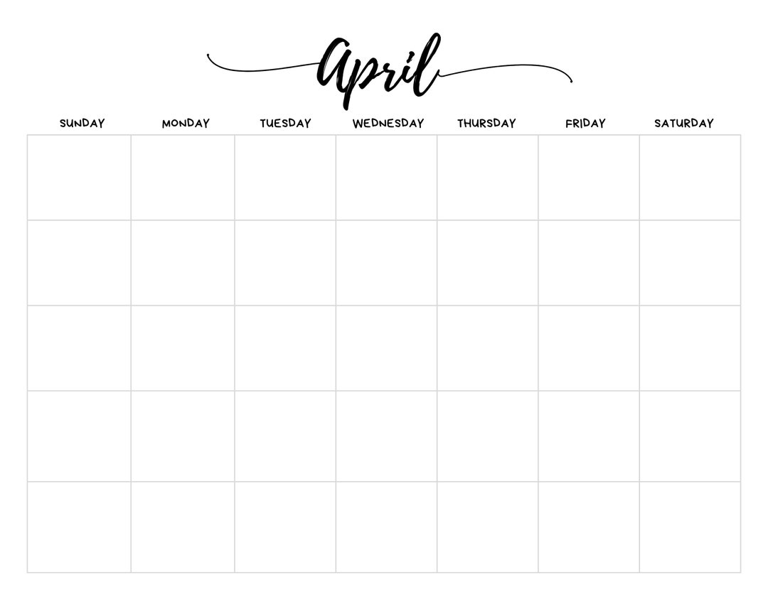 April 2024 Calendar Printable Digital Download PDF, April Perpetual ...