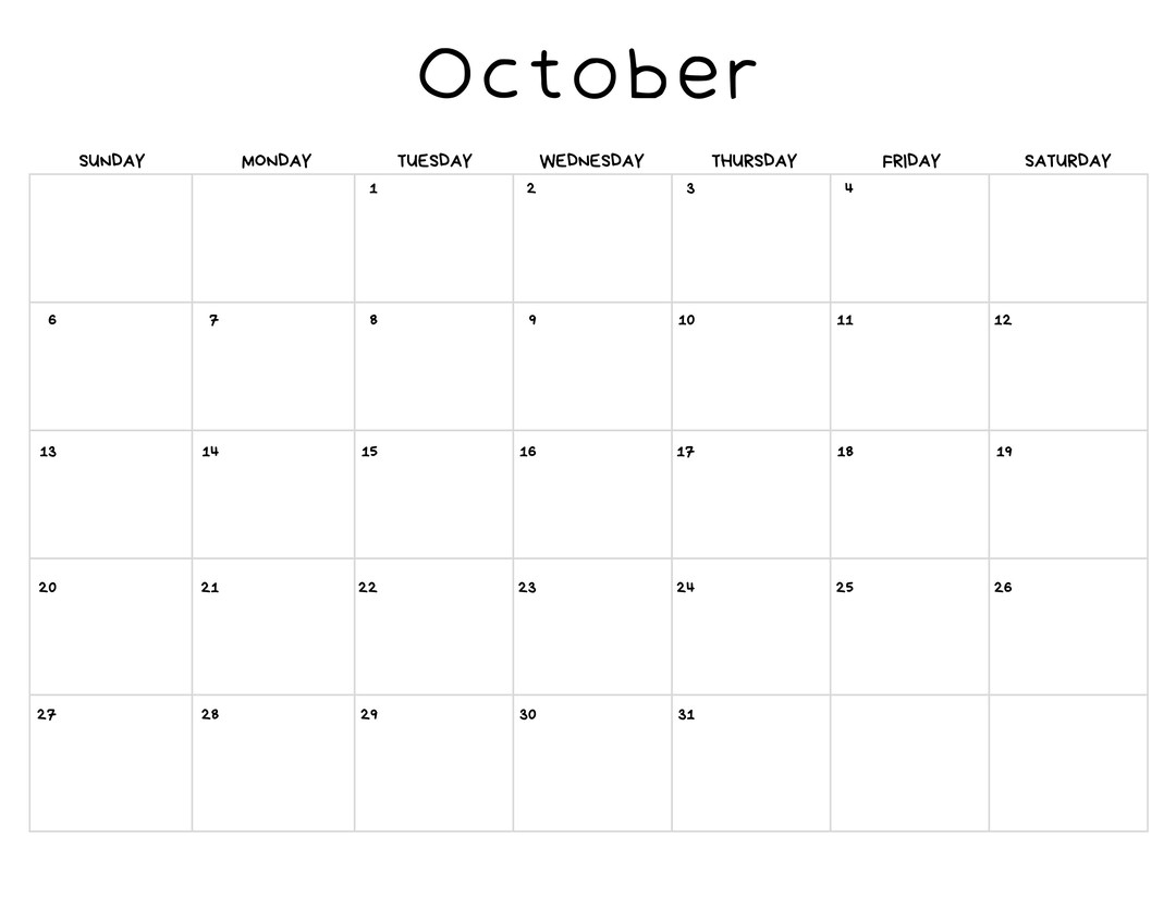 October 2024 Calendar Digital Printable Editable Download PDF - Etsy