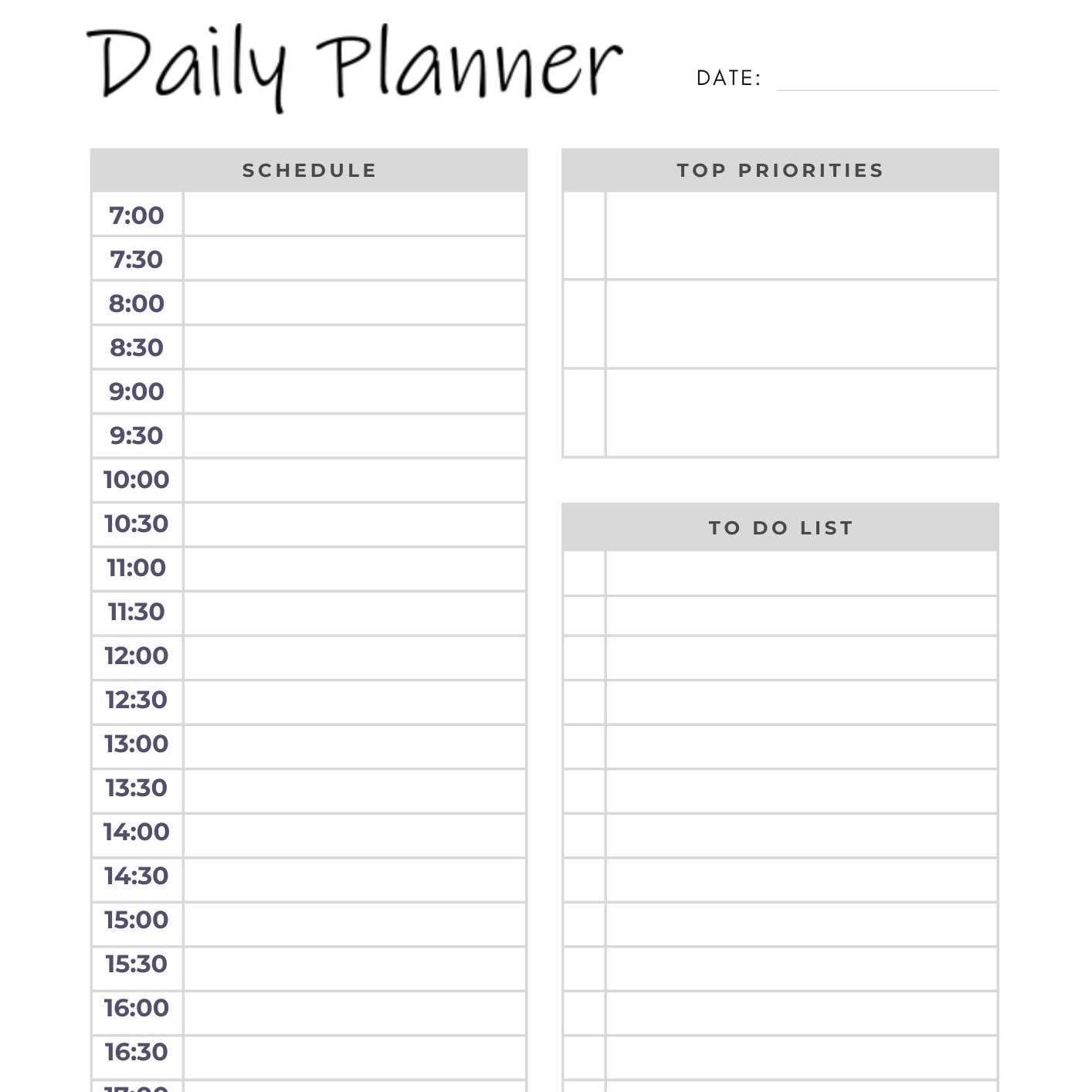 Editable Daily Calendar Printable Digital Download PDF Vertical Simple ...