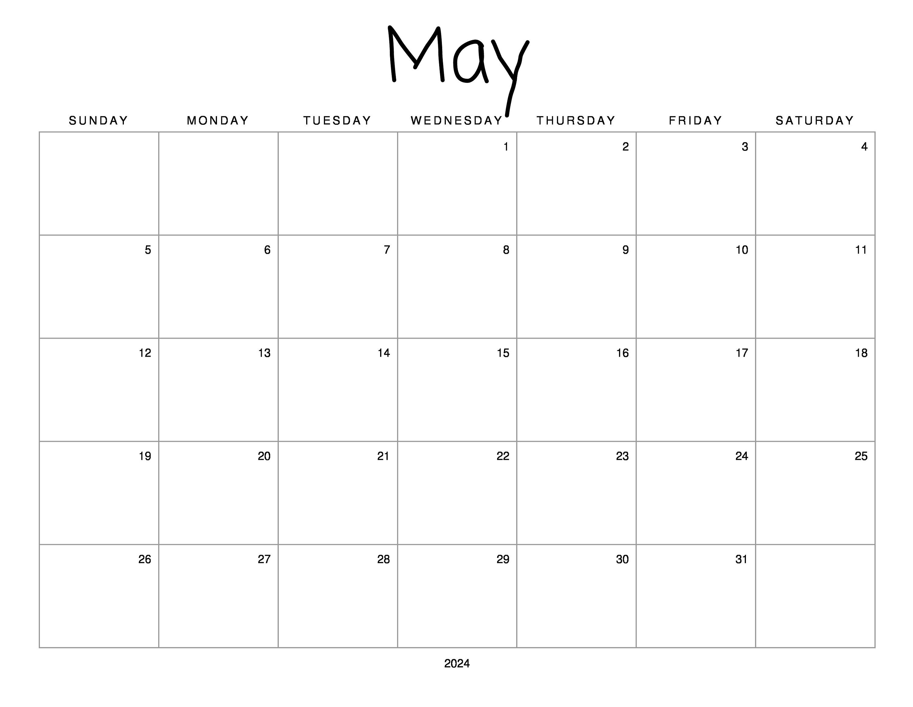 May 2024 Calendar Printable Digital Download PDF, Self-care Planner to ...