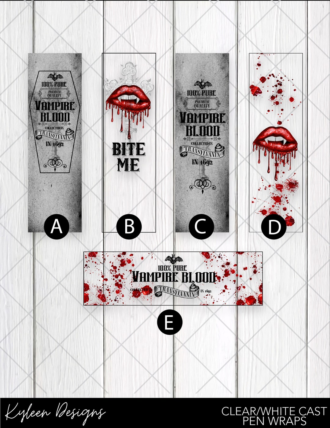 WHITE or CLEAR Cast VINYL Pen Wraps-vampire Pen Wraps - Etsy