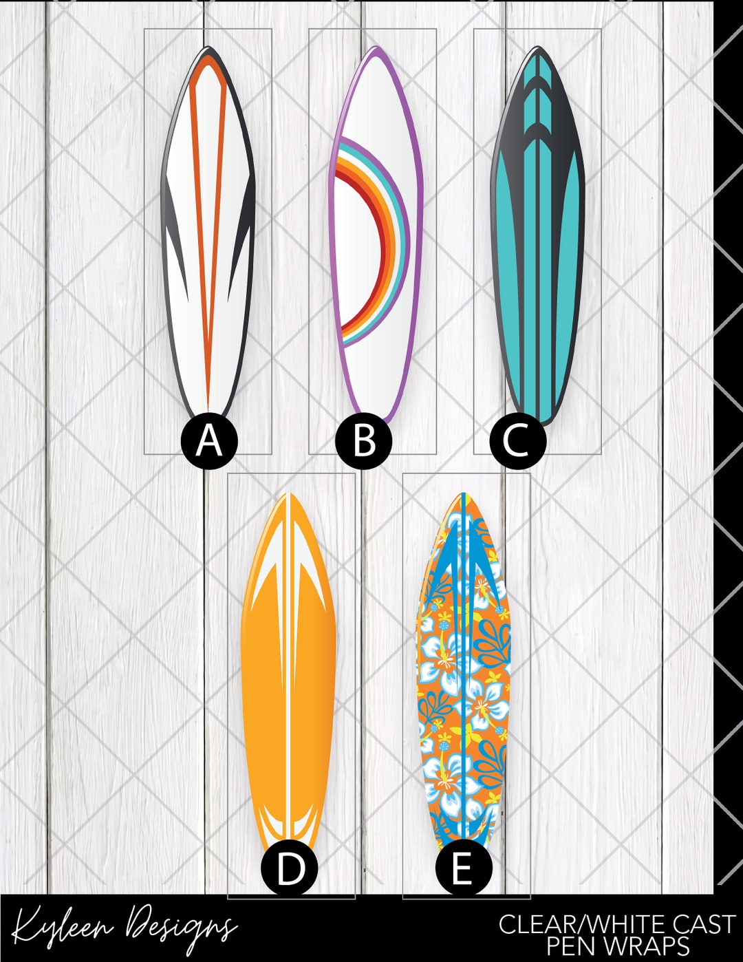 WHITE or CLEAR Cast VINYL Pen Wraps-surfboard - Etsy