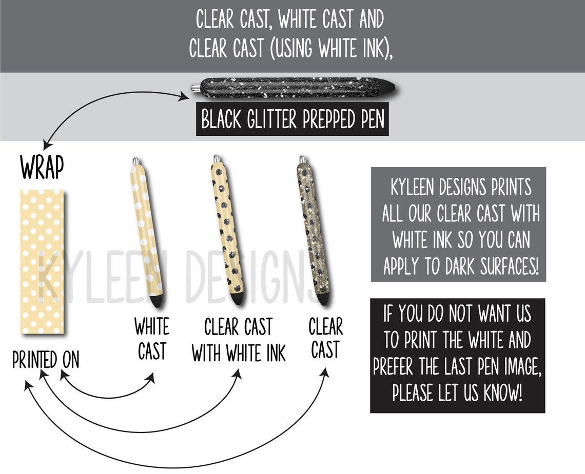 WHITE or CLEAR Cast VINYL Pen Wraps Retro Pen Wraps - Etsy