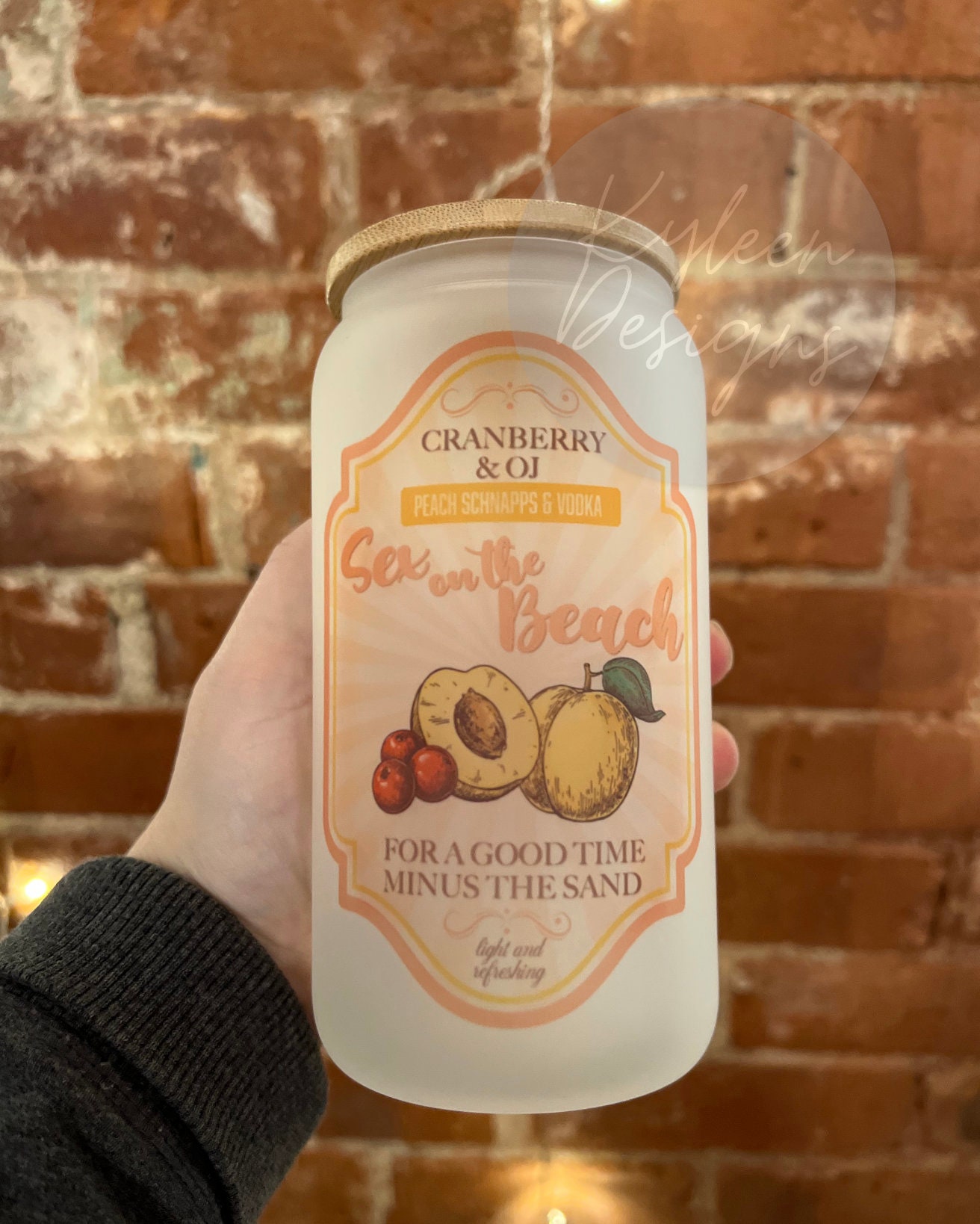 16 Ounce Frosted Glass Sex On The Beach Tumbler Etsy