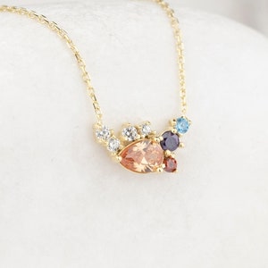 4 Birthstone Necklace, Mother's Days Gift, Sterling Silver Gift ...