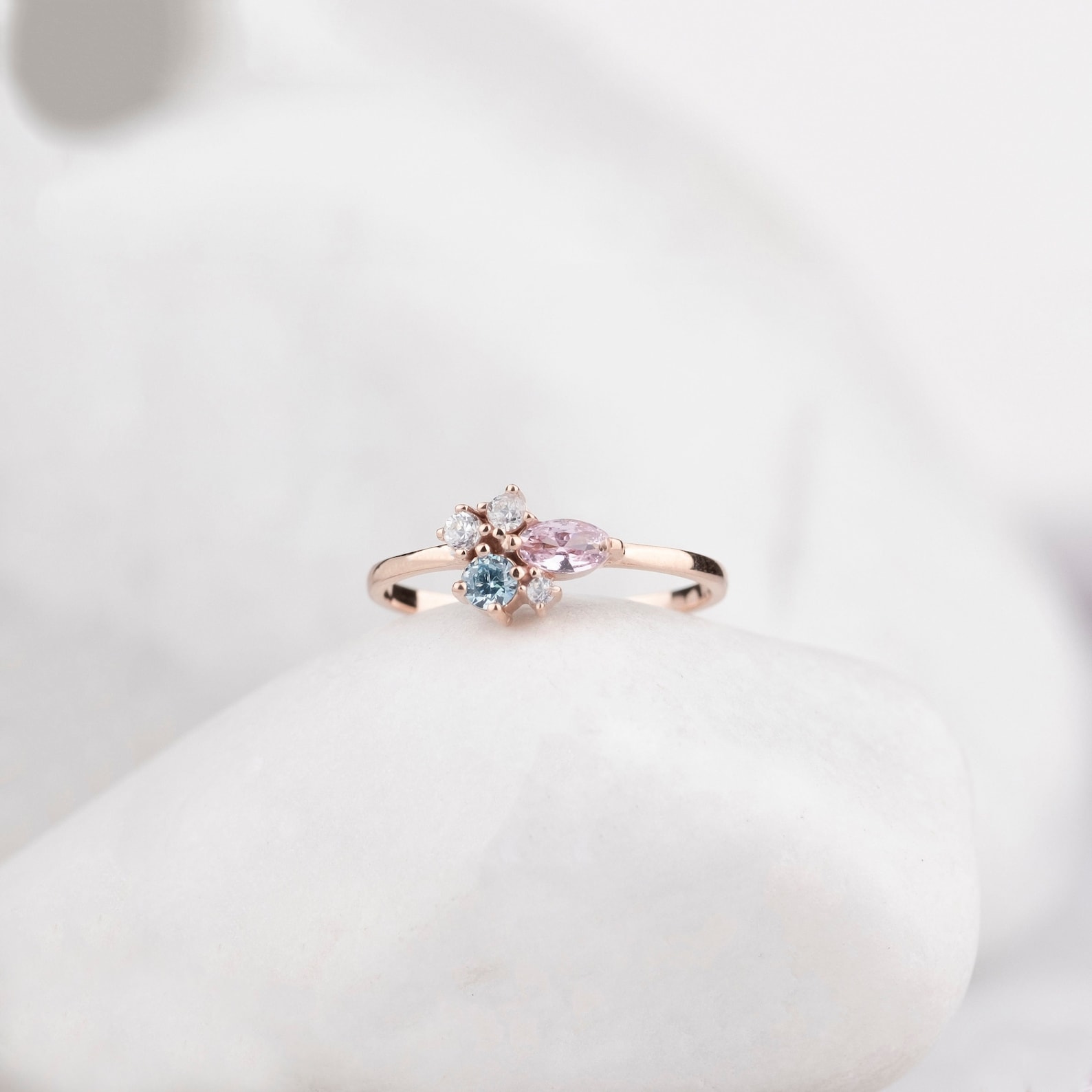 Oval Birthstone Ring, Minimalist Birthstone, Mother Family Ring, Real ...