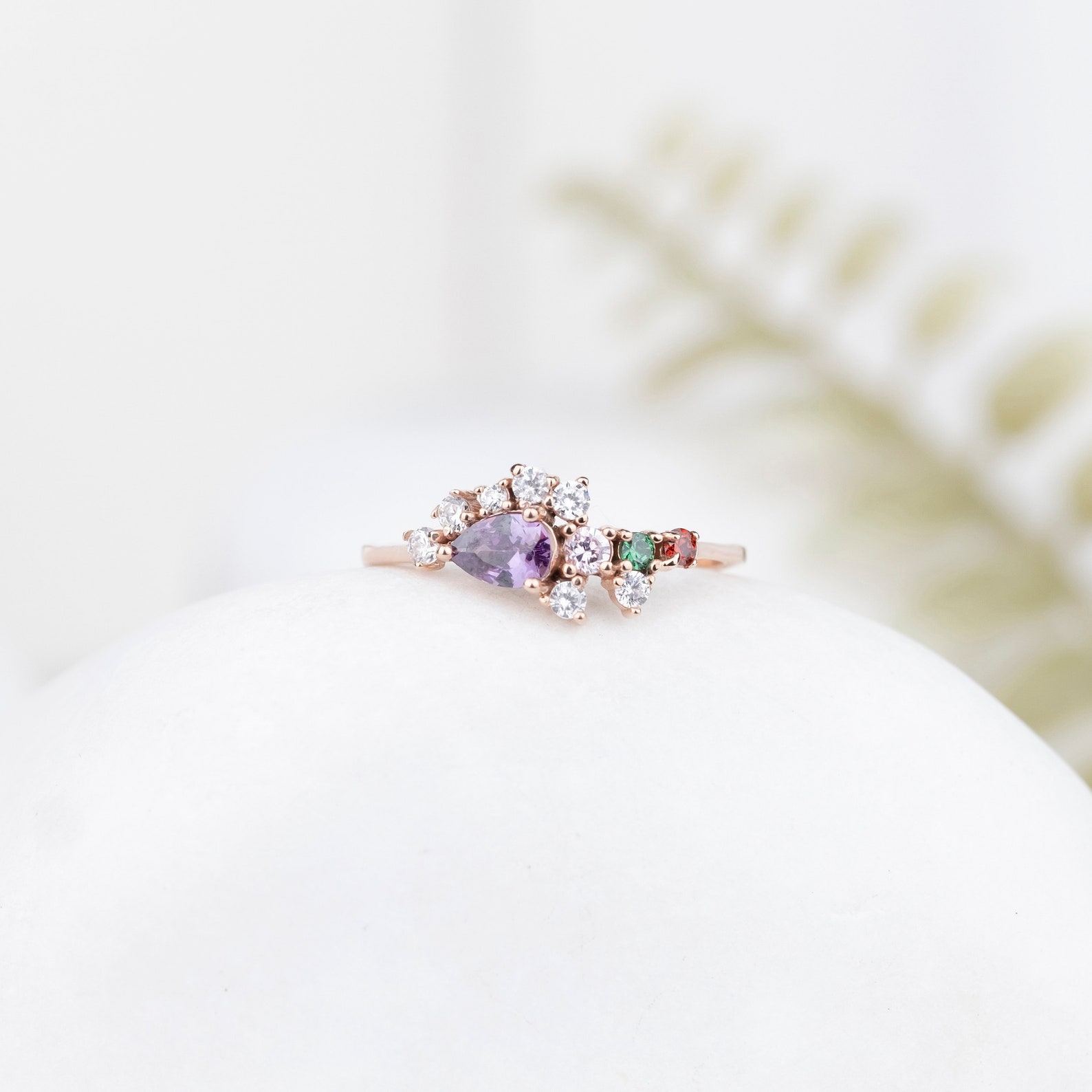 Handcrafted Multi-gemstone Ring 4 Birthstones Ring Unique - Etsy