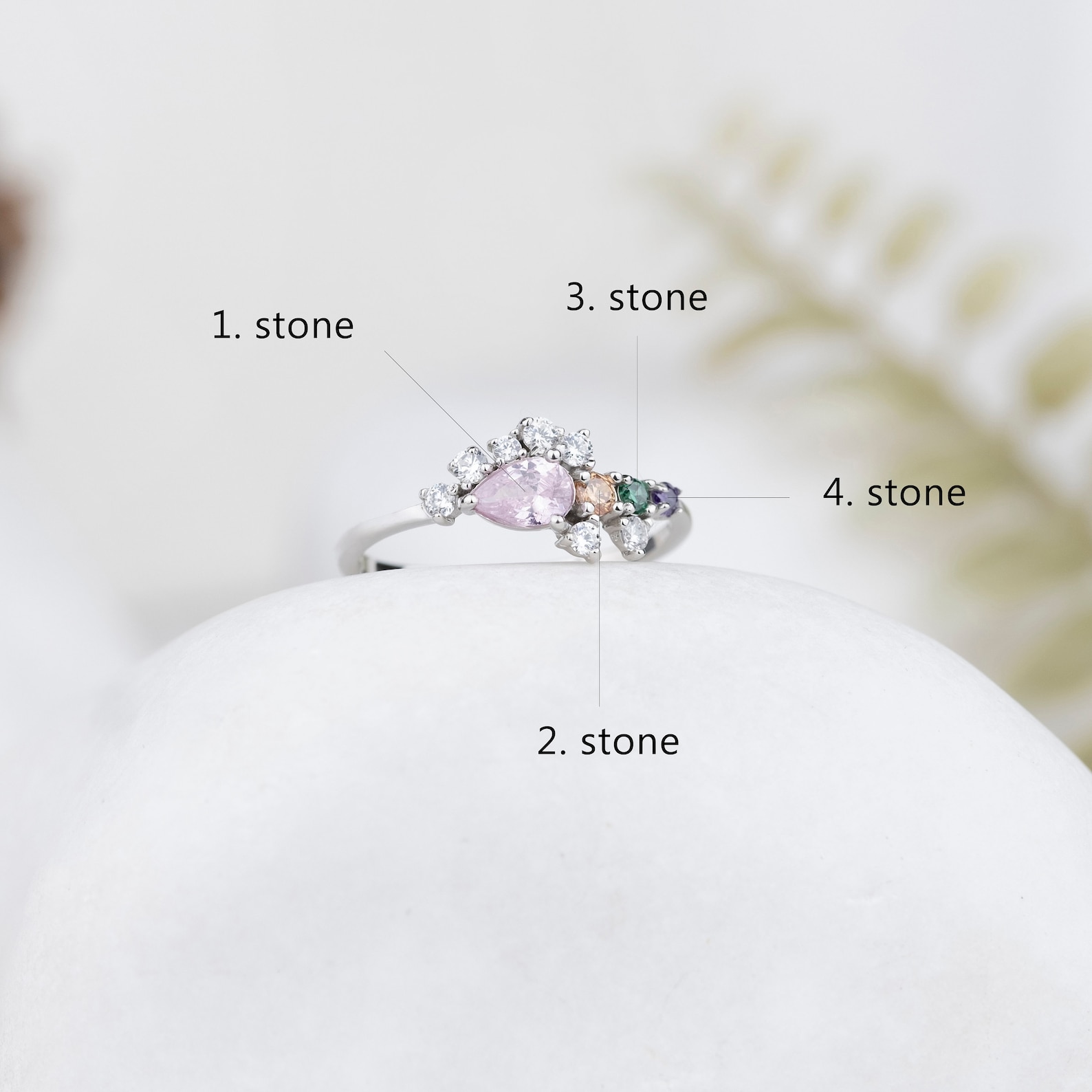 Handcrafted Multi-gemstone Ring 4 Birthstones Ring Unique - Etsy