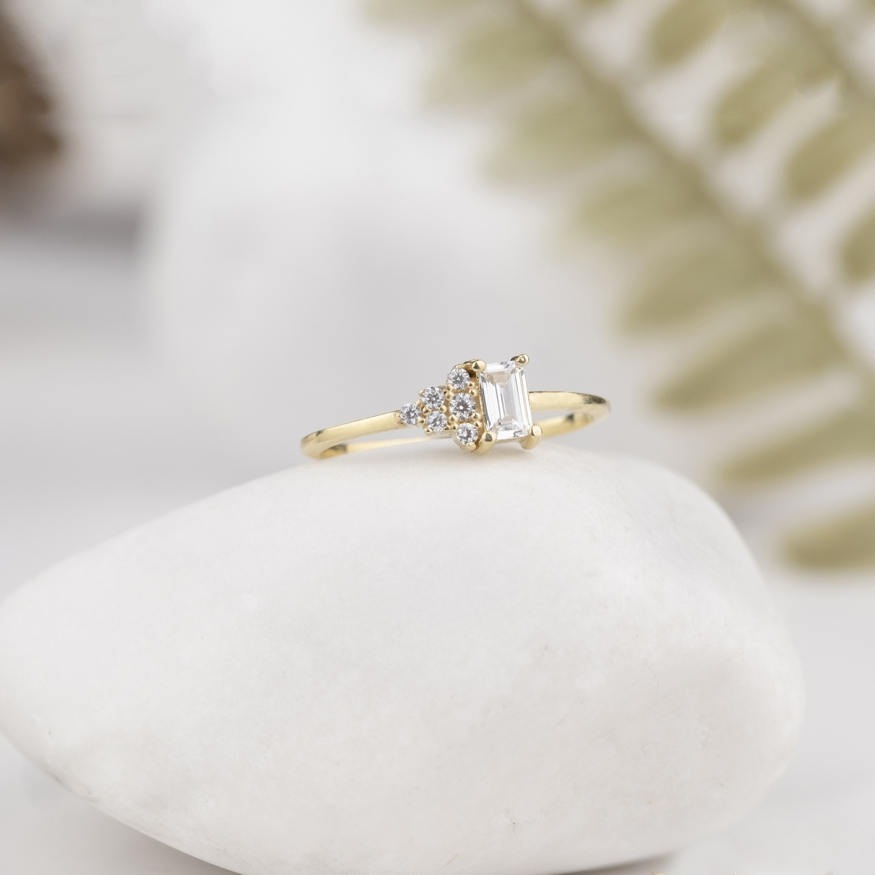 Baguette Wedding Ring Mother Grandma Family Ring Gift Gold - Etsy