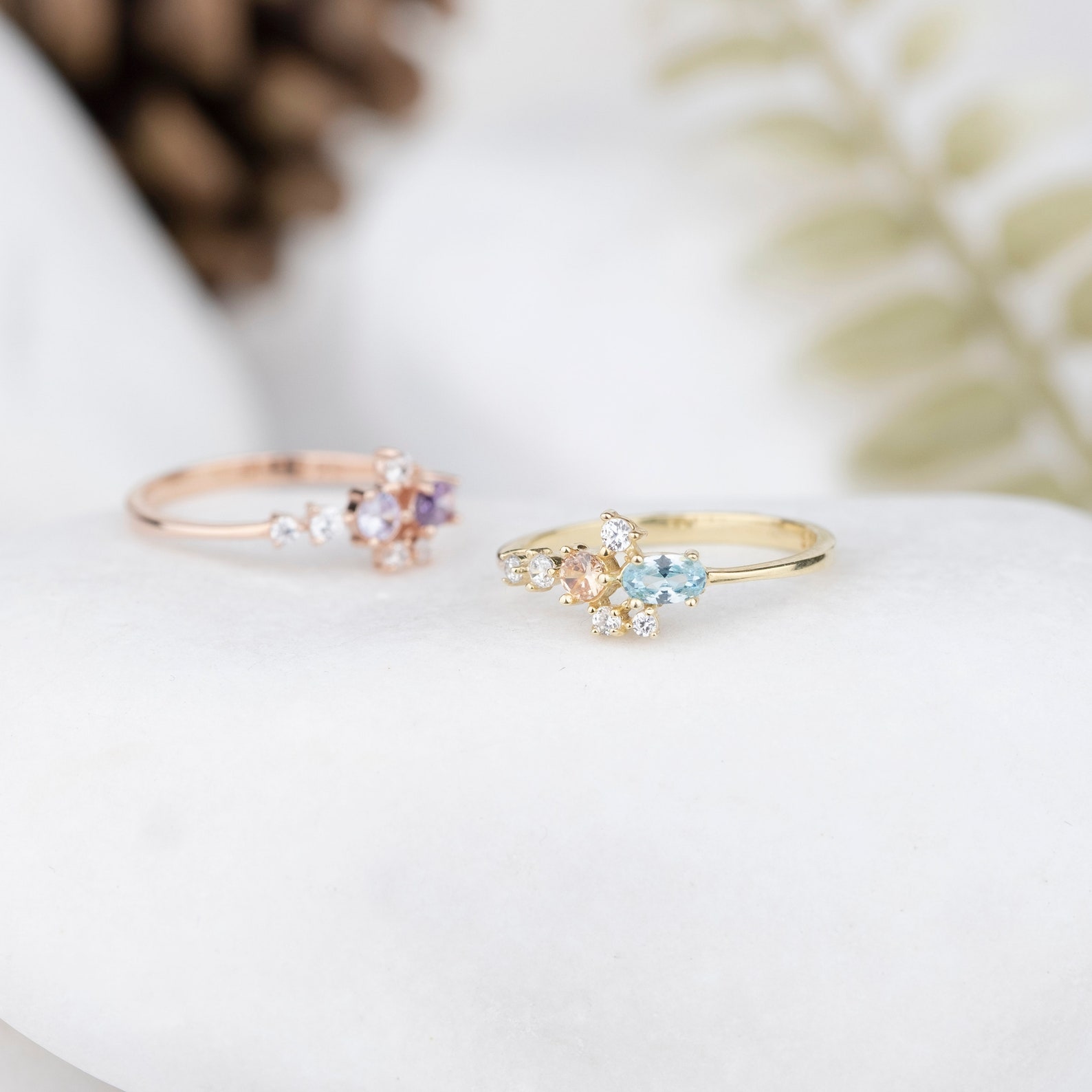 Sterling Silver Oval Birthstone Ring, Personalized Family Jewelry - Etsy