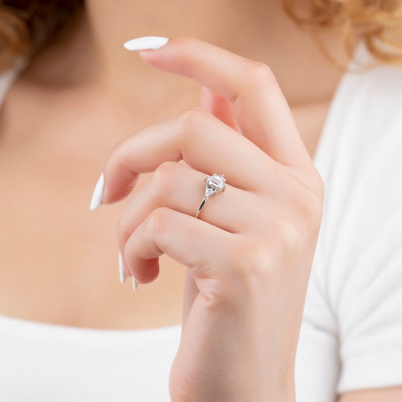 Hexagon Cut Diamond With Triangle Cut Ring Promise Ring - Etsy