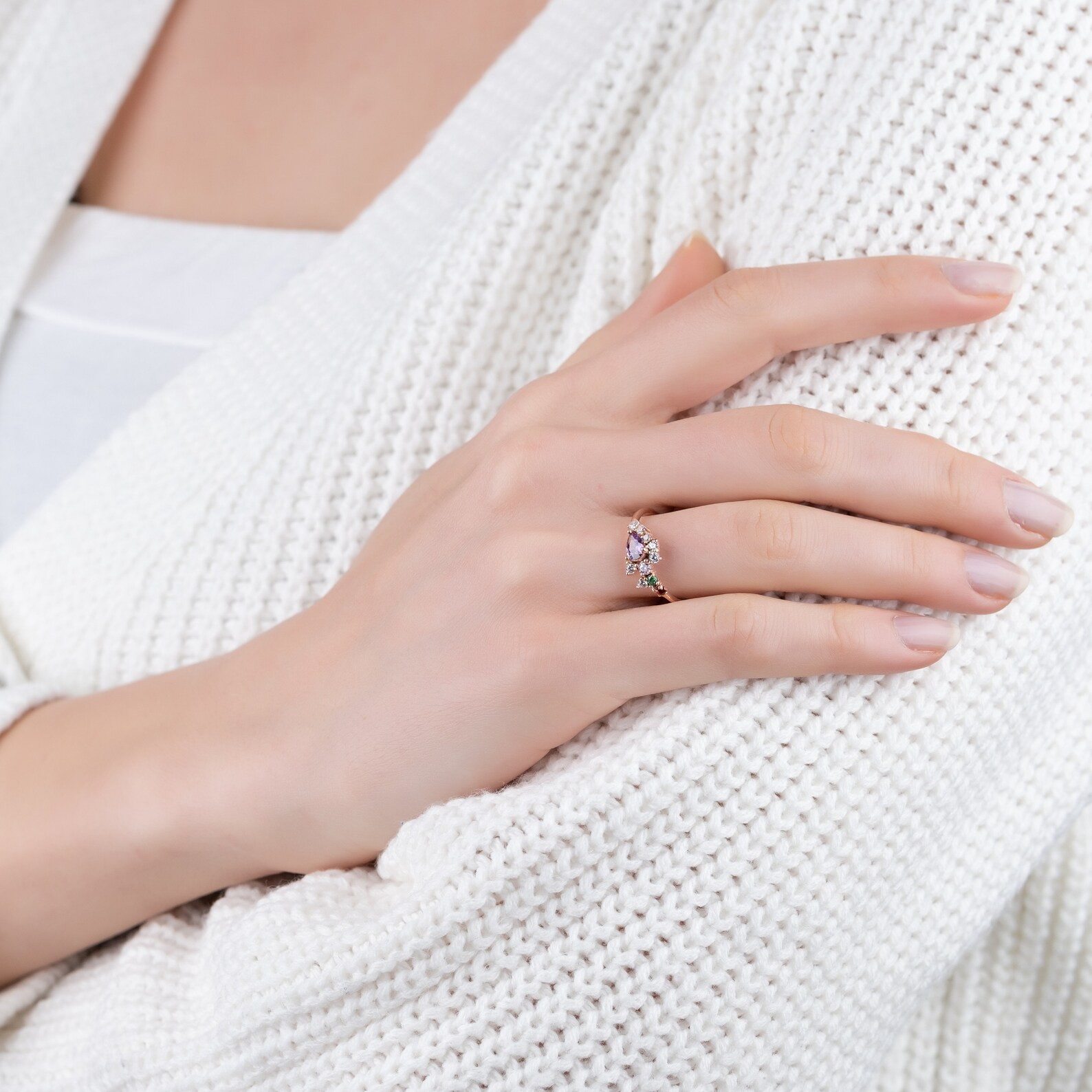 Handcrafted Multi-gemstone Ring 4 Birthstones Ring Unique - Etsy