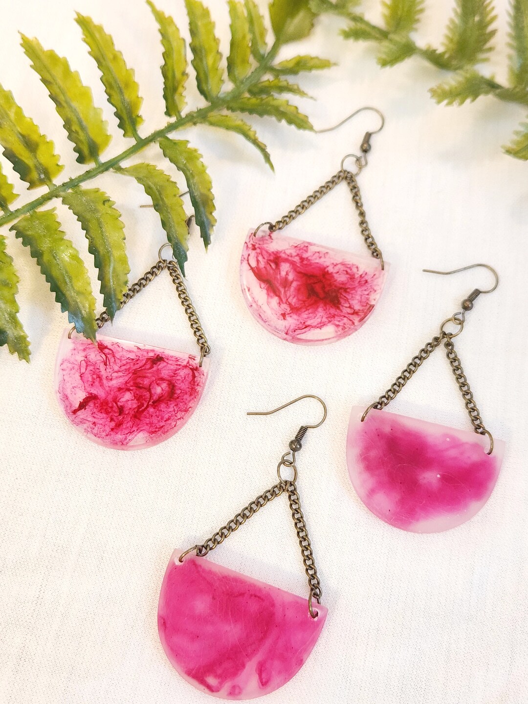 Boho Rosy Pink and Bronze Statement Dangle Earrings, Beautiful Gift for ...