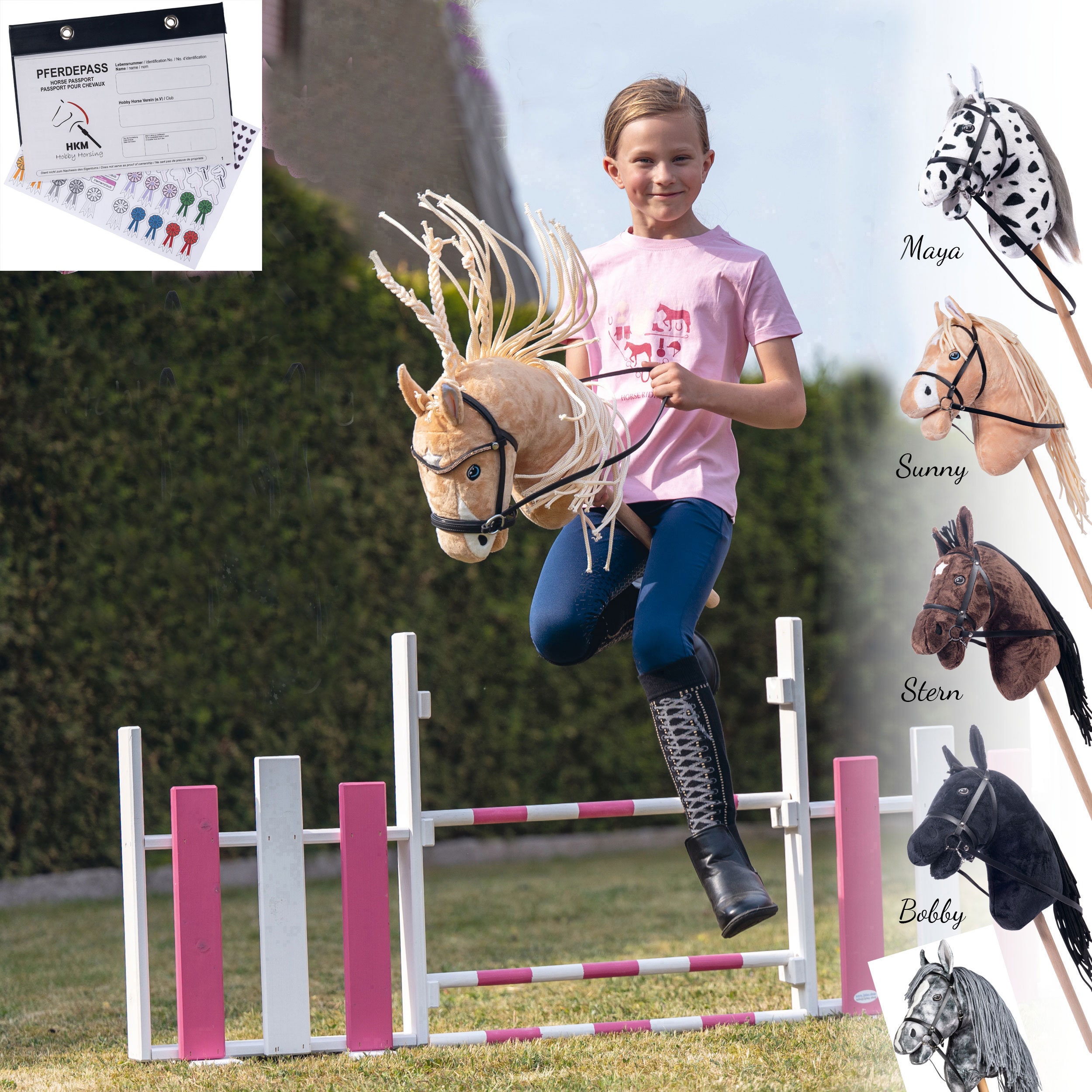 Hobby Horse Hobby Horse Toy Horse With Mane Decoration, Bridle, Reins and Horse Passport to Fill ...