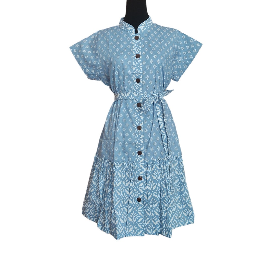 Handcrafted Blue Batik Dress With Classic Cheongsam Neckline - Etsy