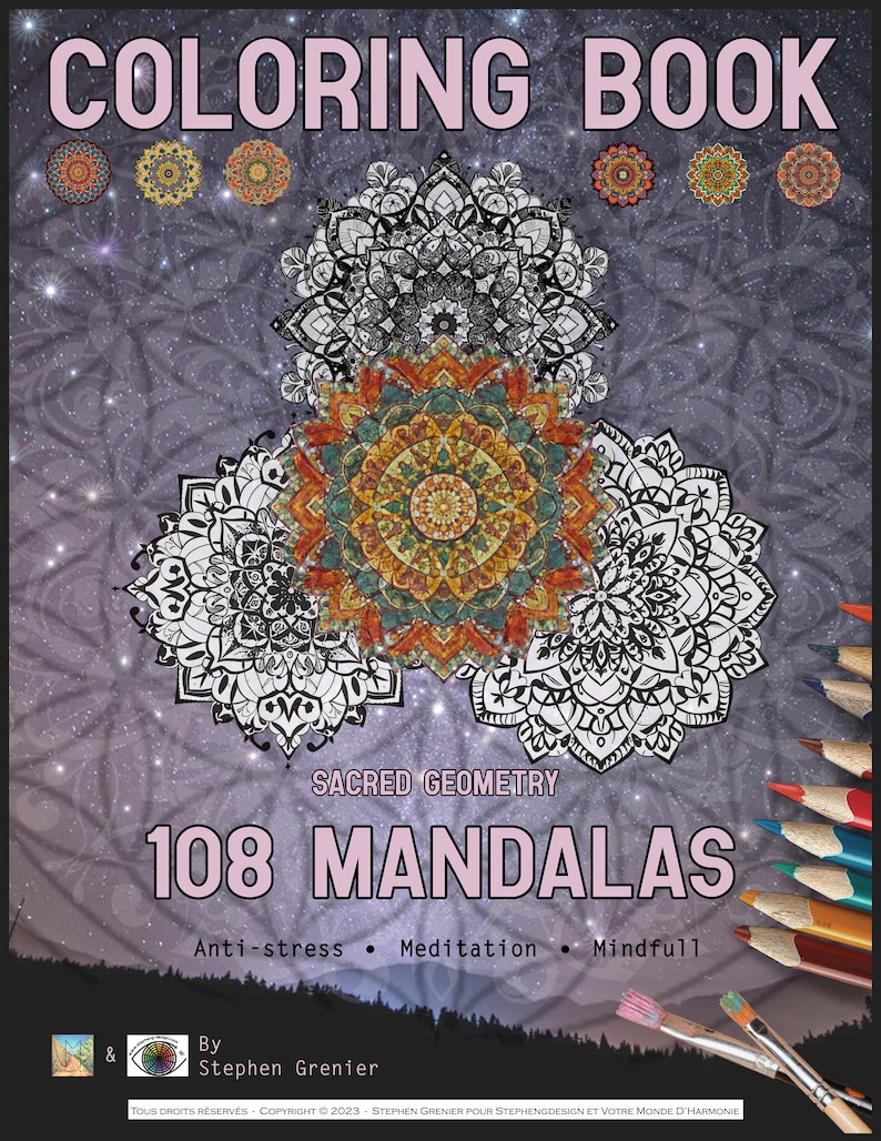 Coloring Book: 108 Printable Mandalas to Color for Adults and Kids ...