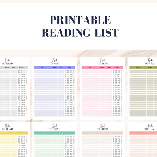 Printable Reading Log Reading List Reading Tracker Books I - Etsy