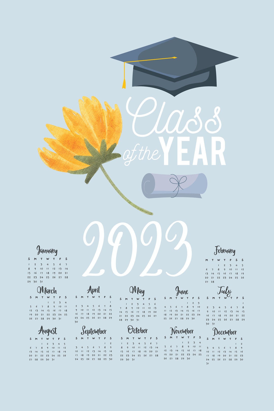 Light Blue Class of 2023 Heirloom Wallhanger Tea Towel Keepsake ...