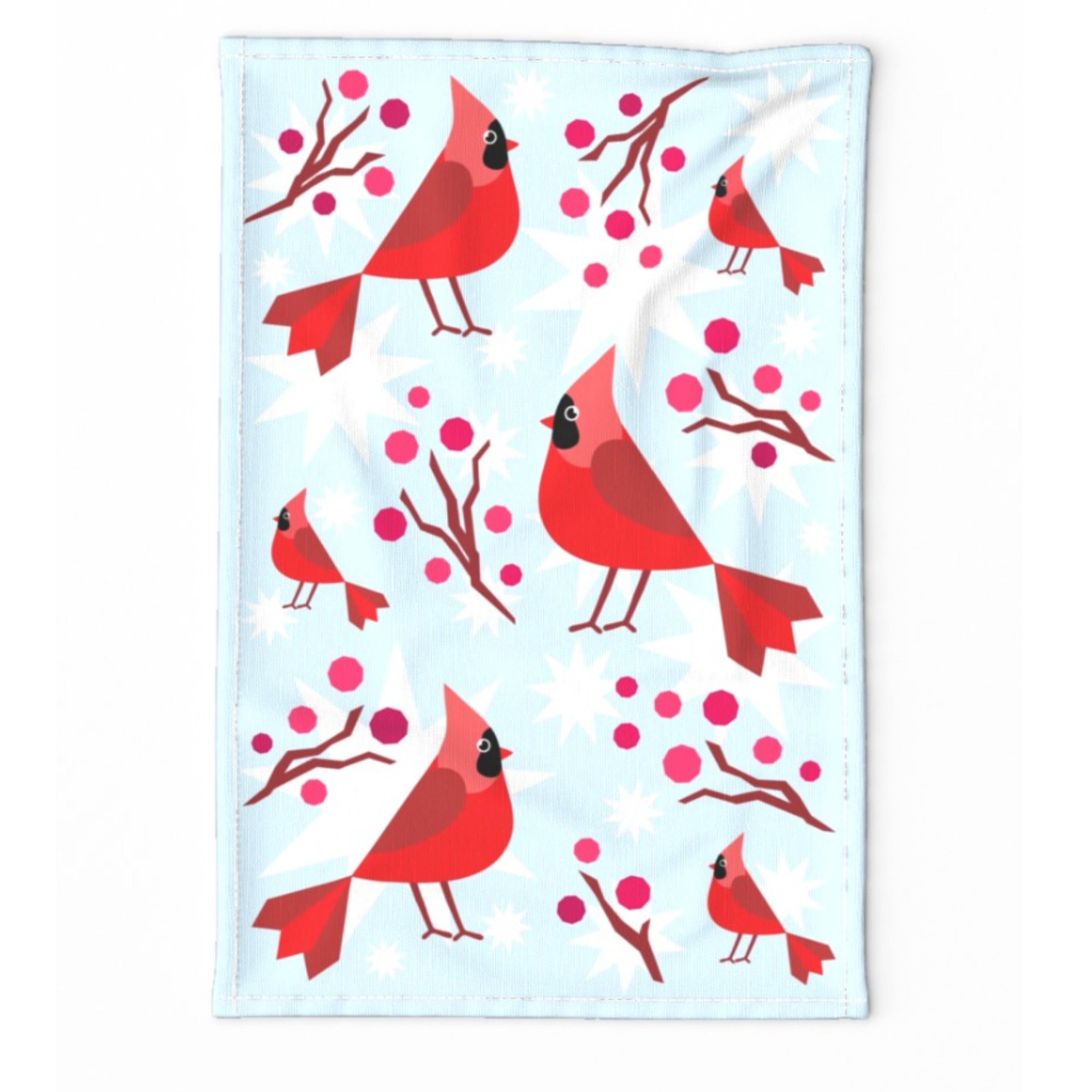 Blue Winter Cardinal Tea Towel - Etsy