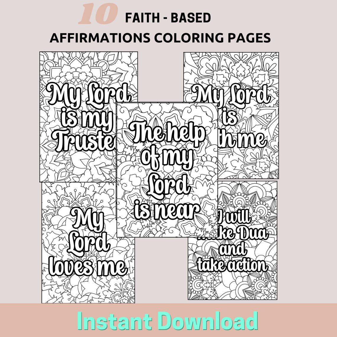 10 Faith Based Affirmations Coloring Pages Adult Coloring - Etsy