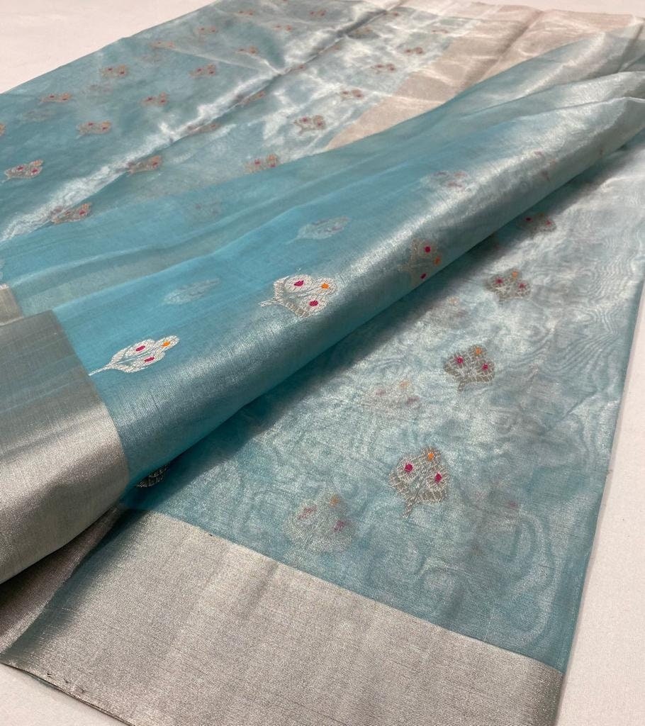 New Colours Availabel.chanderi Handloom Tissue Silk Saree With Silver ...