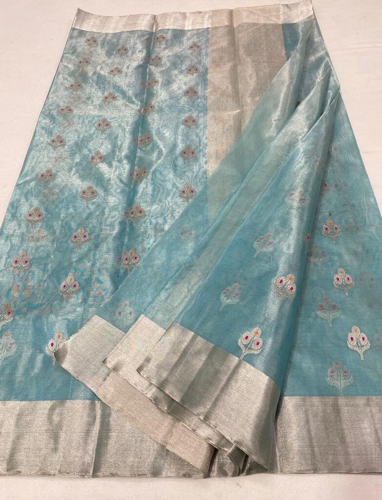 New Colours Availabel.chanderi Handloom Tissue Silk Saree With Silver ...