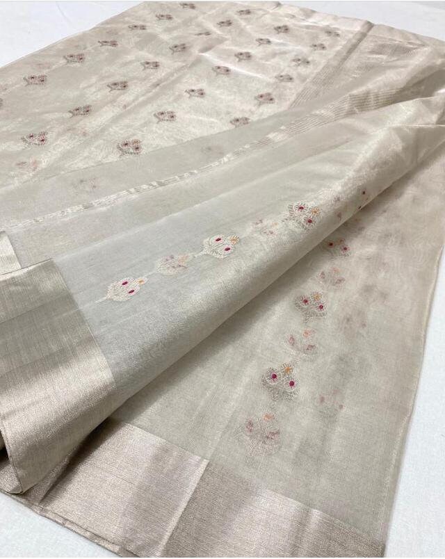 New Colours Availabel.chanderi Handloom Tissue Silk Saree With Silver ...