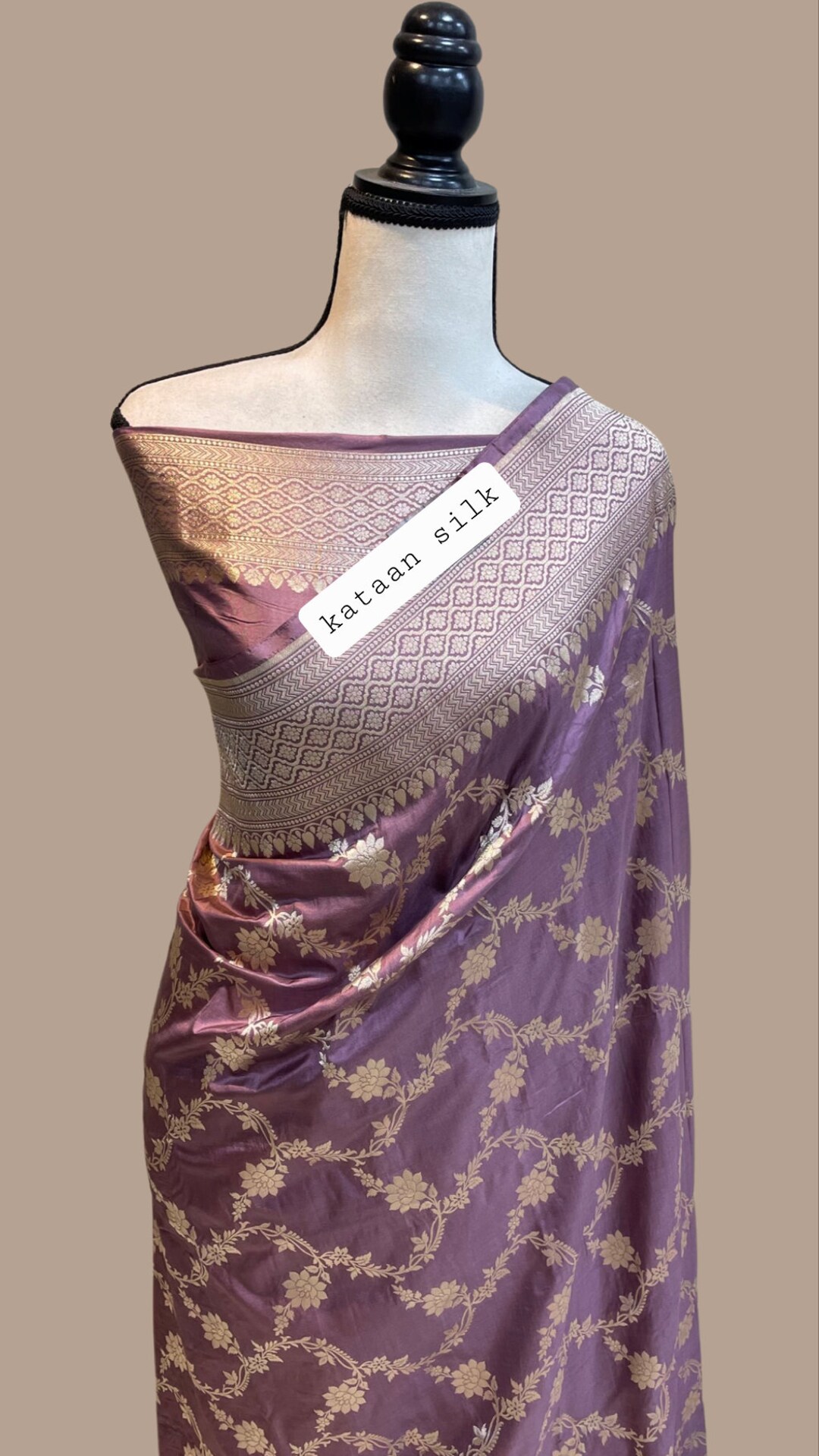 Beautiful Saree in Mauve Colour, Pure Banarasi Handwoven Kataan Silk ...