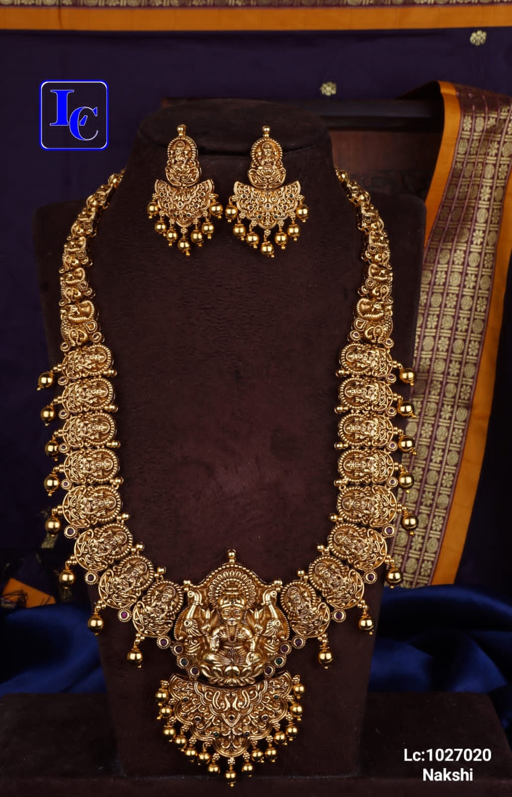 Temple Jewellery Bridal Set With Antique Gold Goddes Nakshi - Etsy