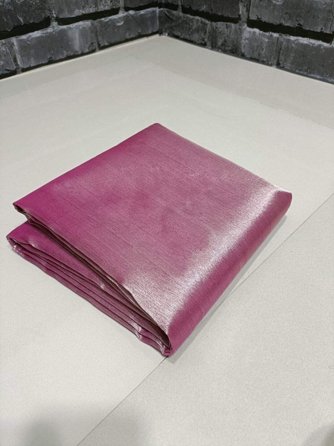 Beautiful Saree in Plain Pink With Silver Tissue Zari Saree.chanderi ...