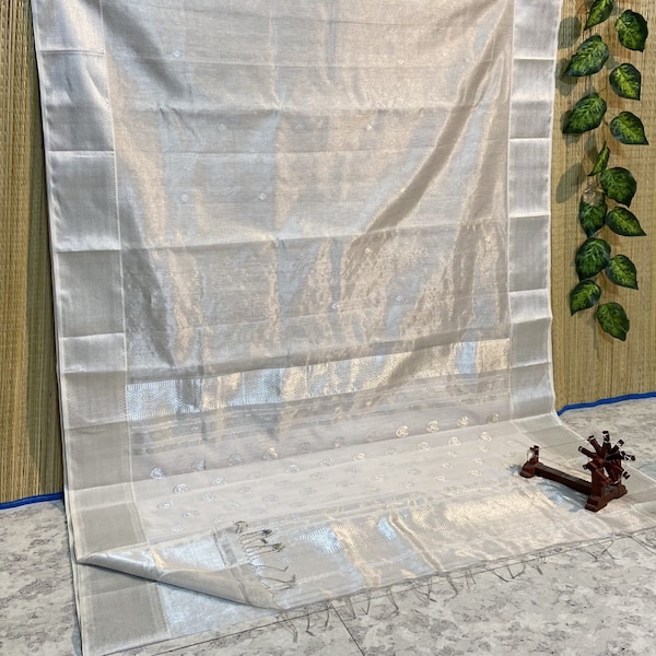 Silver Tissue Saree - Etsy