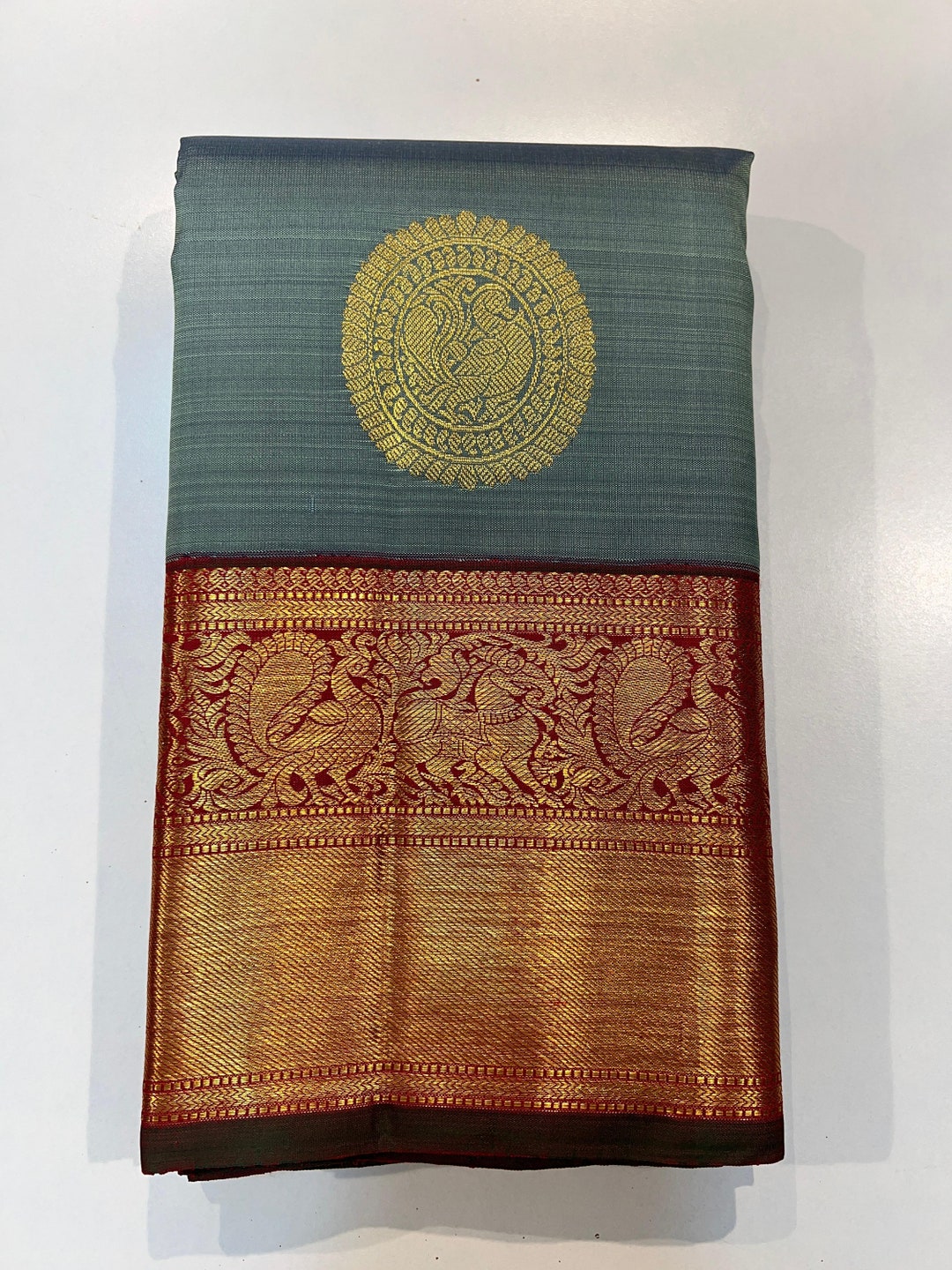 Beautiful Saree in Ice Blue Color With Redish Pink Colour. Pure ...