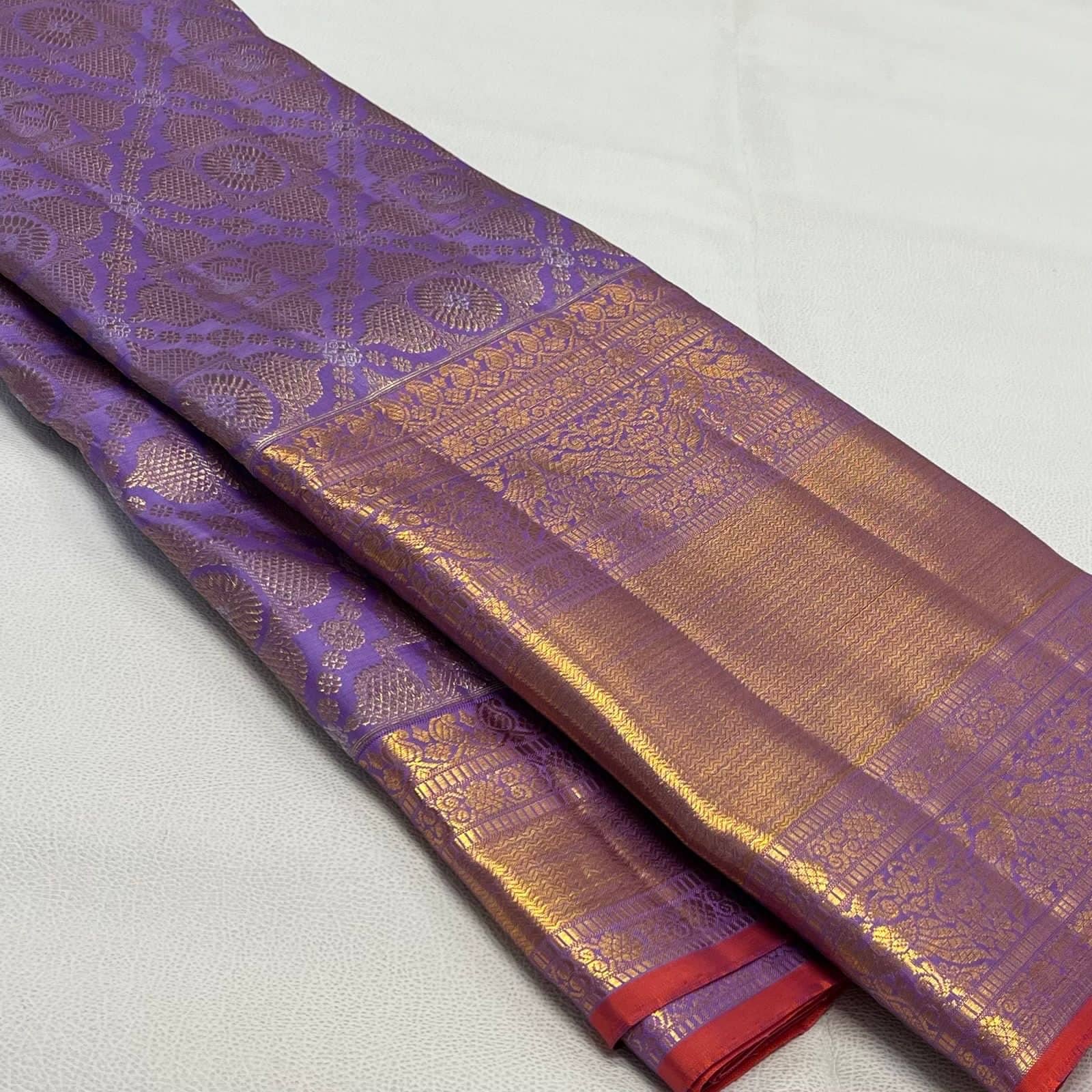 Celebrity Rekha Ji Saree in Lavender Colour With Gold Zari Pure ...
