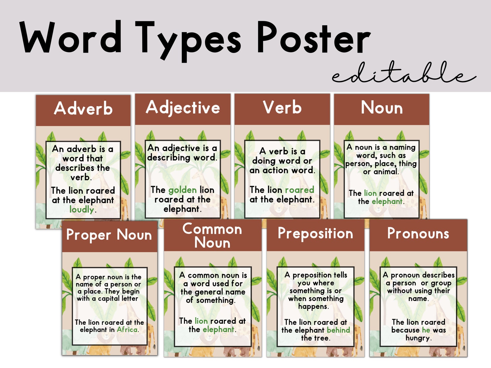 Word Class Posters | Parts of Speech Posters | Elementary Classroom ...