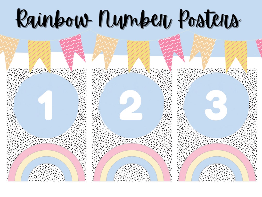 RAINBOW NUMBER POSTER | Boho Classroom Decor | Pastel Colour - Etsy