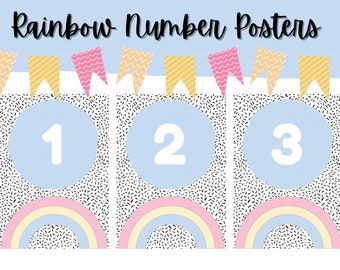 Number Posters | Pastel Rainbow | Classroom Decor - Etsy