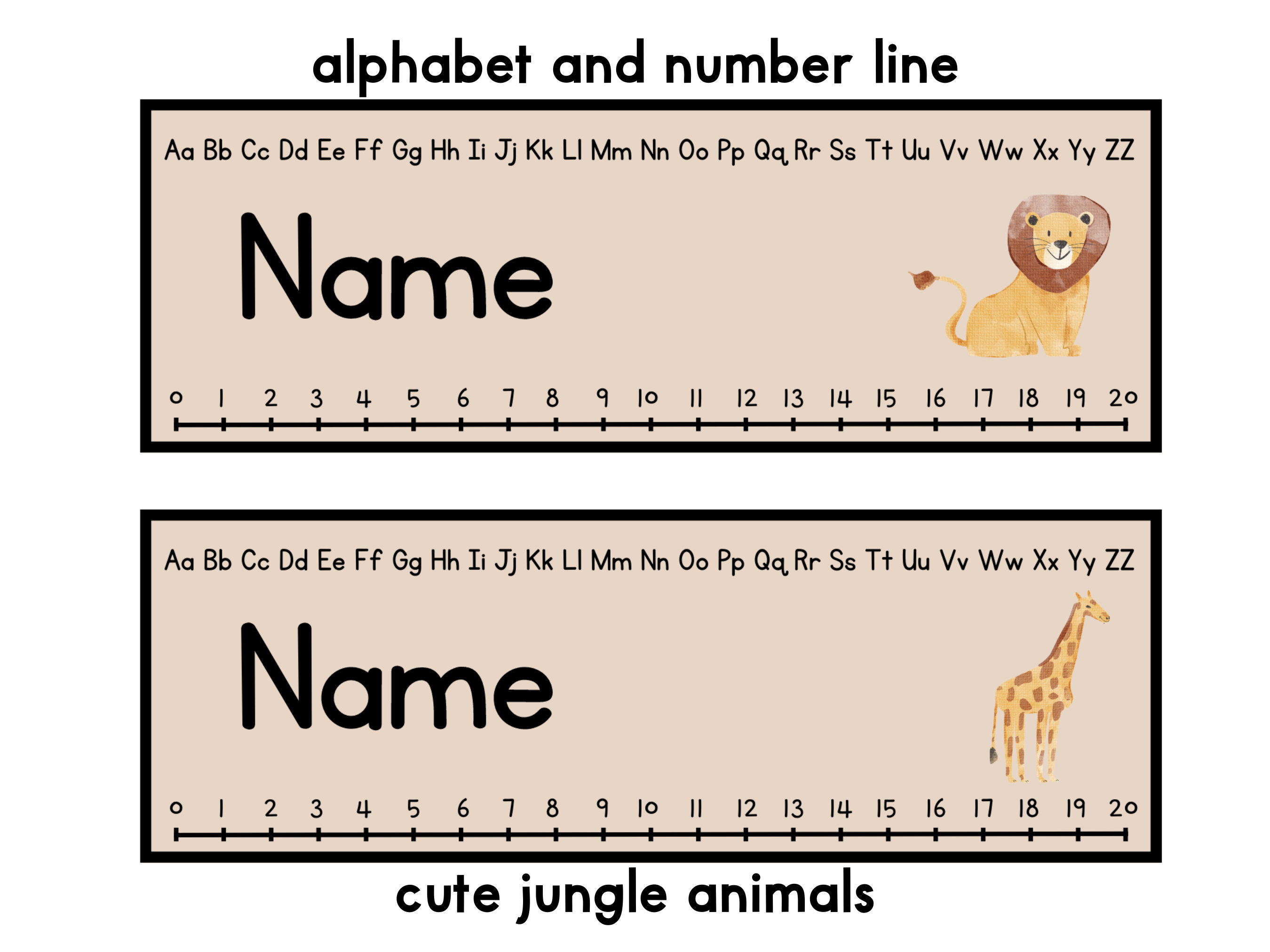 Student Desk Name Labels EDITABLE | Desk Number Line | Alphabet ...