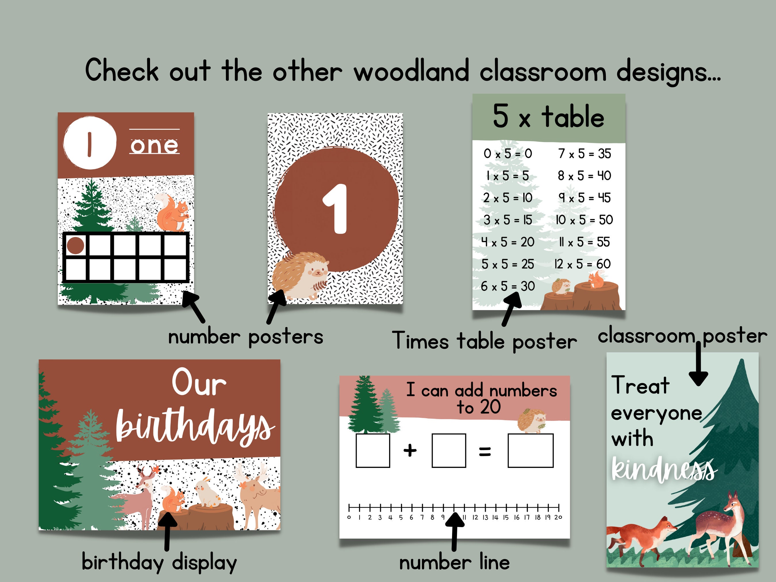 BULLETIN BOARD LETTERING | Woodland Colour Scheme | Classroom Decor - Etsy