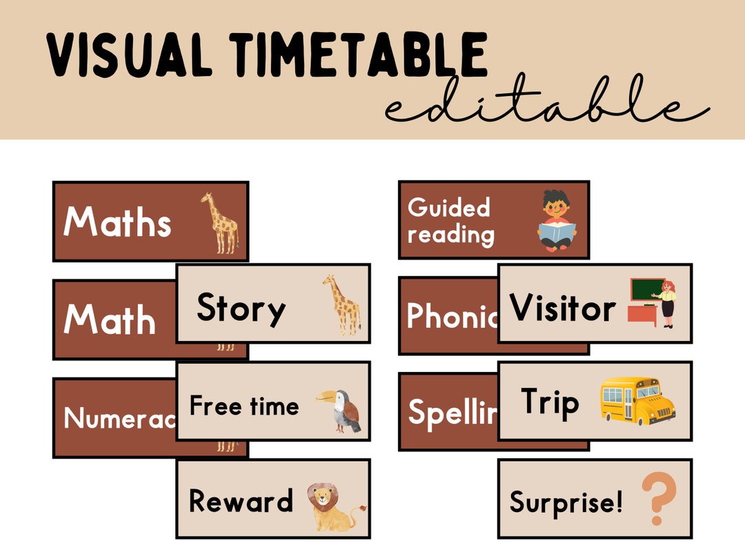 Visual Timetable EDITABLE | Schedule Cards | Neutral Classroom ...