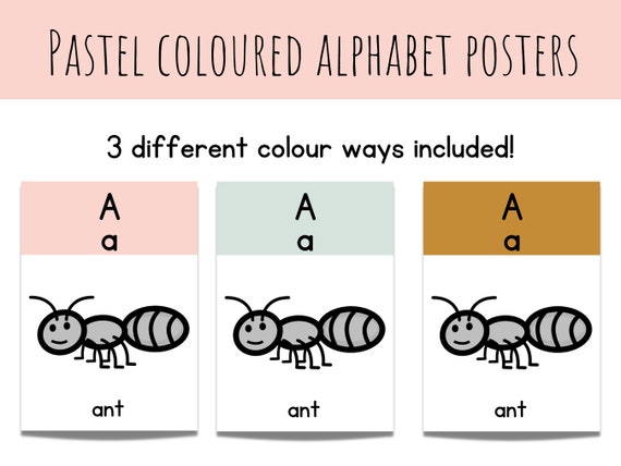 Animal Alphabet Posters Pastel Classroom Decor Classroom | Etsy