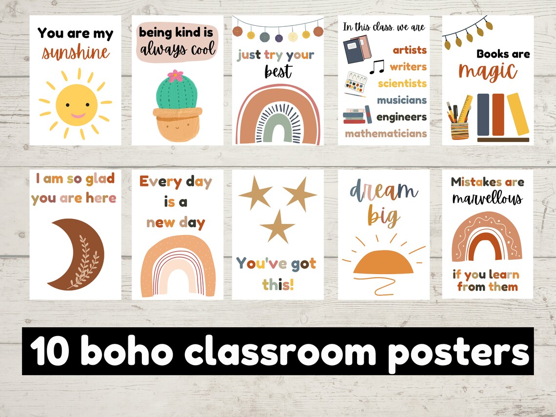 Boho Classroom Poster Printables - Etsy UK
